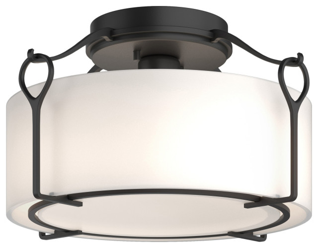 Bow Medium Semi-Flush, Black, Opal Glass - Transitional - Flush-mount ...