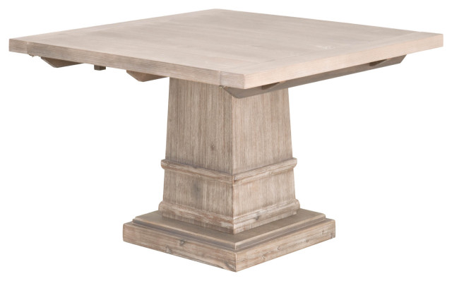 44-64" Solid Wood Square Extendable Dining Table Natural Gray Acacia ...