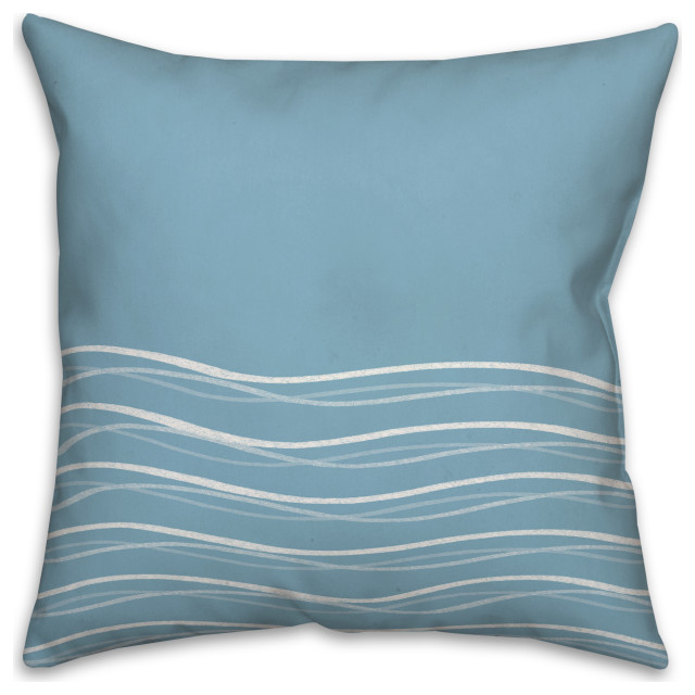 Blue Wavy Lines 20x20 Spun Poly Pillow, 20x20 - Contemporary ...