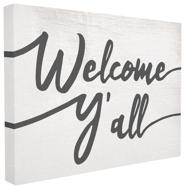 Southern Welcome Y'all Script Typography Stretched Canvas Wall Art, 30 ...