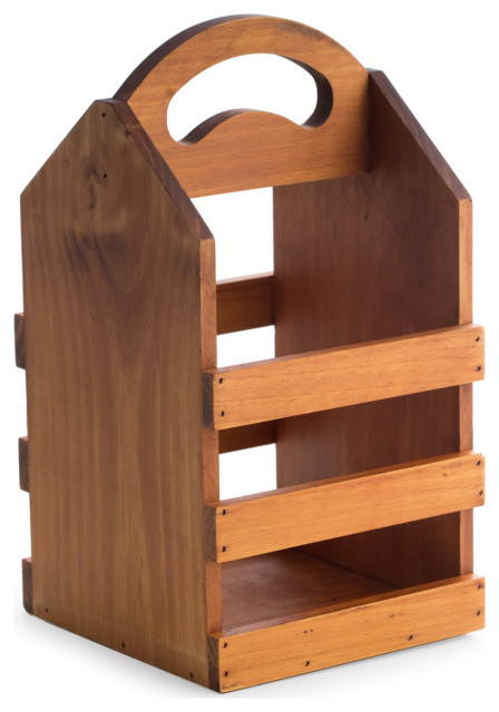 Solid Wood 4 Bottle Caddy, Ergonomic Curved Built, Handle ...