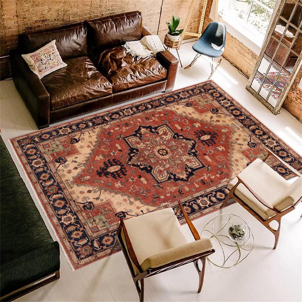 Rustic Heriz Ziegler Anthony Rust Blue Hand-Knotted Rug - 9'1'' x 11'7 ...