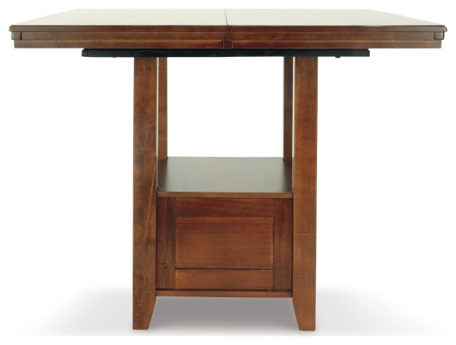 Traditional Counter Dining Table, Expandable Top With Open Shelf ...