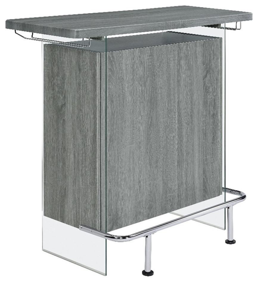 Coaster Contemporary Wood 6-Shelf Bar Unit with Footrest in Gray ...