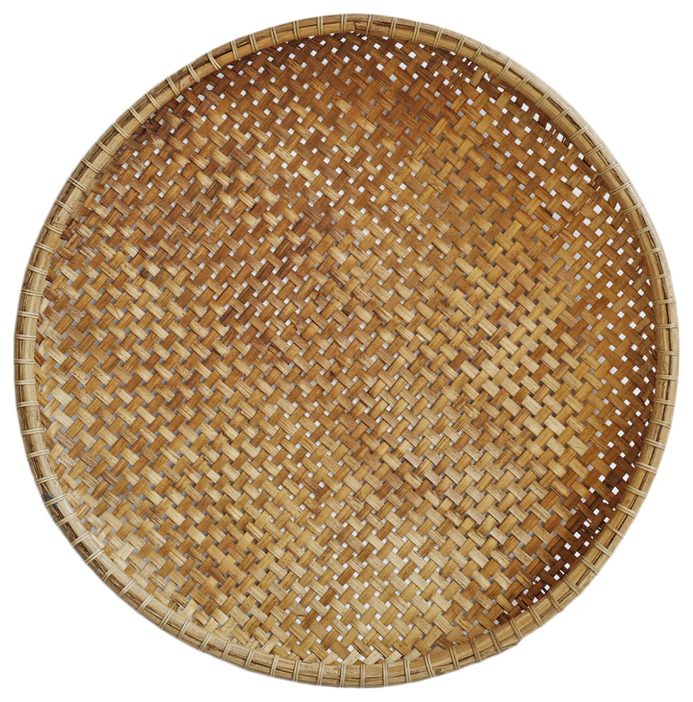 Bamboo Woven Round Tray, Medium - Tropical - Serving Trays - by Design ...