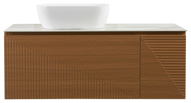 Simon Series Wall Mount Vanity With a Porcelain Vessel Sink, 48 ...