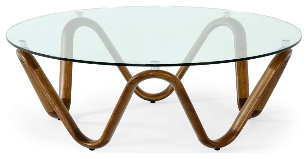Modrest Lassen Modern Glass and Walnut Coffee Table - Contemporary ...