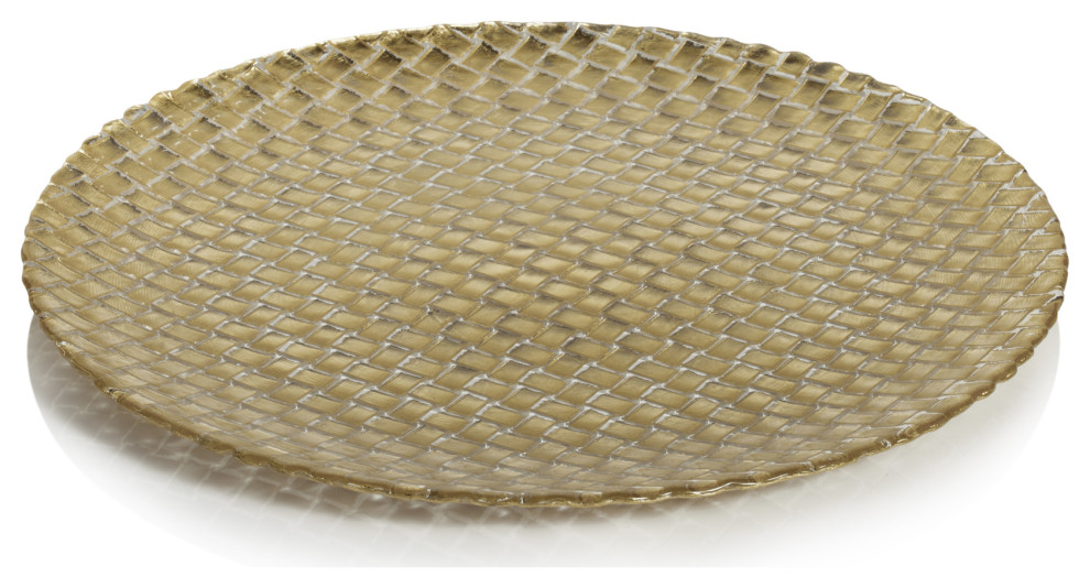 Nova Braided Gold Glass Plates, Set of 6, 13" - Contemporary - Dinner ...