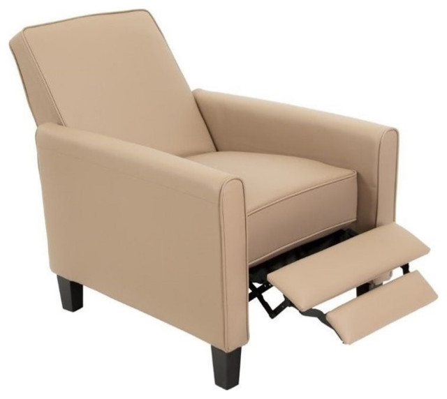 Bowery Hill Leather Recliner in Camel Tan - Transitional - Recliner ...
