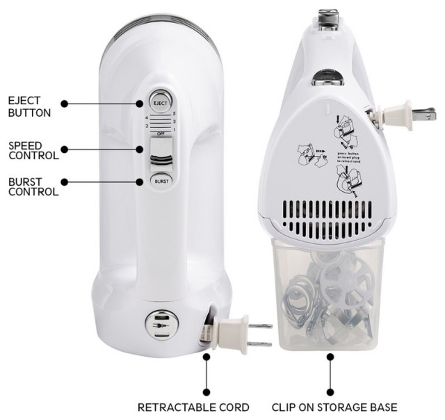Kenmore KKHM6 5 speed Hand Mixer, White, 250 Watt - Mixers - by Life ...