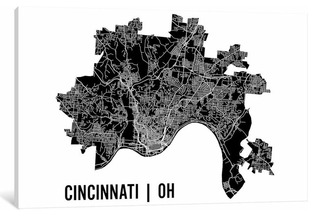"Cincinnati Map" by Mr. City Printing Canvas Print, 18"x1.5"x12 ...