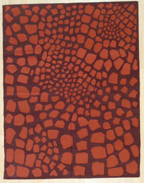 Orange Contemporary Modern Modern Flat Weave Area Rug, 6'x8 ...