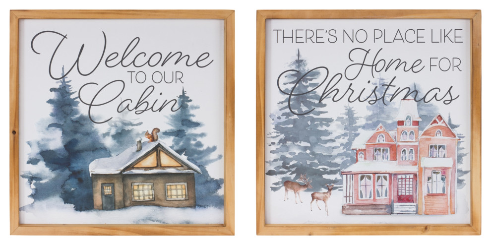 Welcome Home Holiday Wall Art, 2-Piece Set - Rustic - Novelty Signs ...
