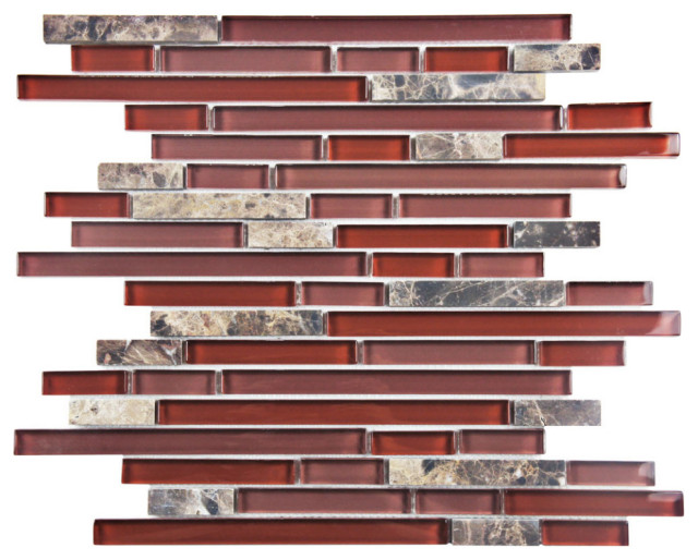Tessera Piano Mosaic Wall Tile, Bordeaux, Sample - Contemporary ...