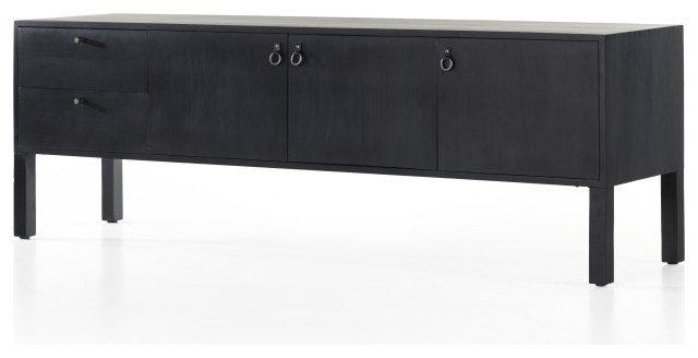 Isador Media Console, Black Wash Poplar - Transitional - Entertainment ...