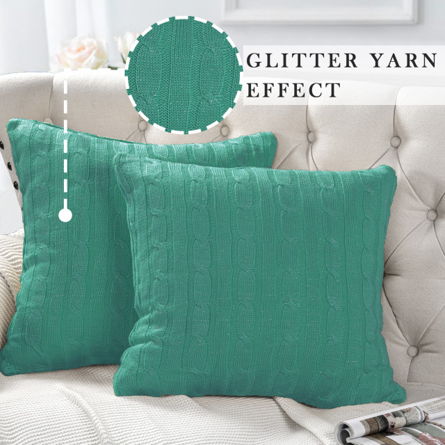 Cable Knit 2 Piece Throw Pillow Shell Set, 2 Piece, 20"x20 ...