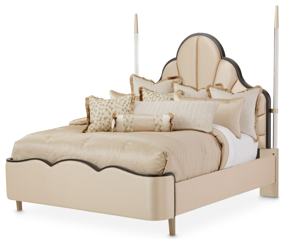 Malibu Crest Eastern King Scalloped Poster Bed - Dark Espresso ...