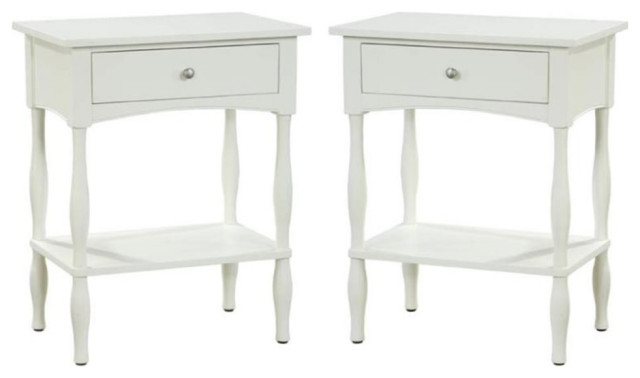 Home Square Cottage Wood End Table in Charcoal Gray - Set of 2 ...