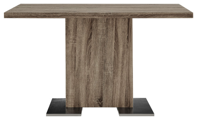Zenith Dining Table in Walnut Wood and Brushed Stainless Steel Finish ...