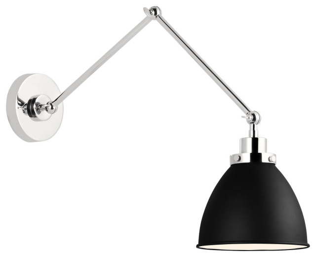 Wellfleet Double Arm Dome Task Sconce, Midnight Black and Polished ...