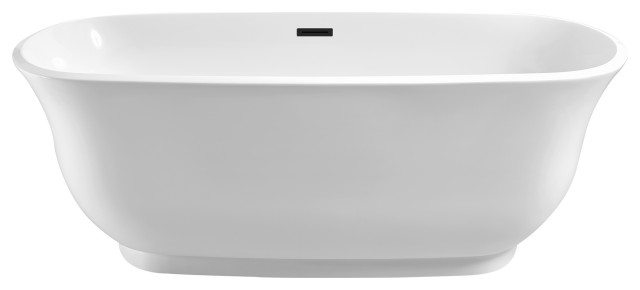 67" Streamline NPT9661BL Soaking Freestanding Tub With Internal Drain ...