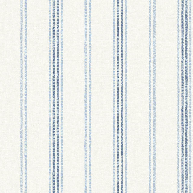 Lovage Blue Linen Stripe Wallpaper, Bolt - Contemporary - Wallpaper ...