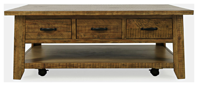 Telluride 50" Coffee Table with Caster Wheels and Pull-Through Drawers ...