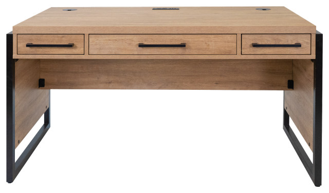 Modern Wood Laminate Office Desk, Writing Table, Light Brown ...