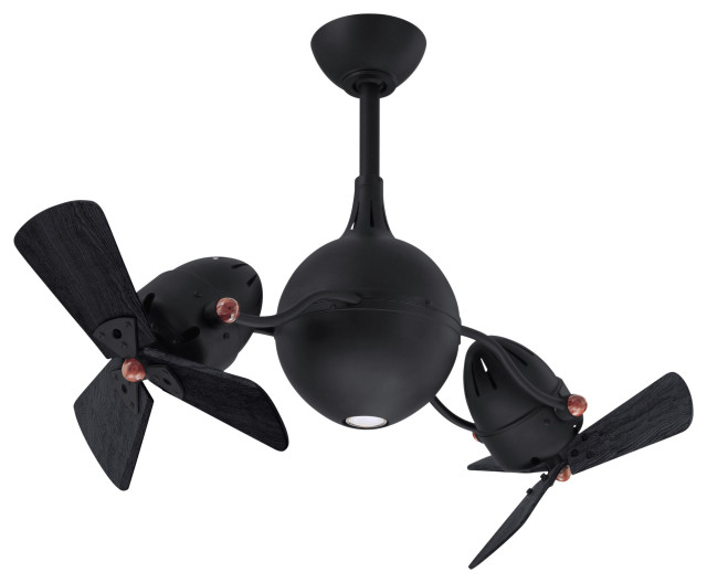 Acqua, Rotational Ceiling Fan, LED, Matte Black - Farmhouse - Ceiling ...
