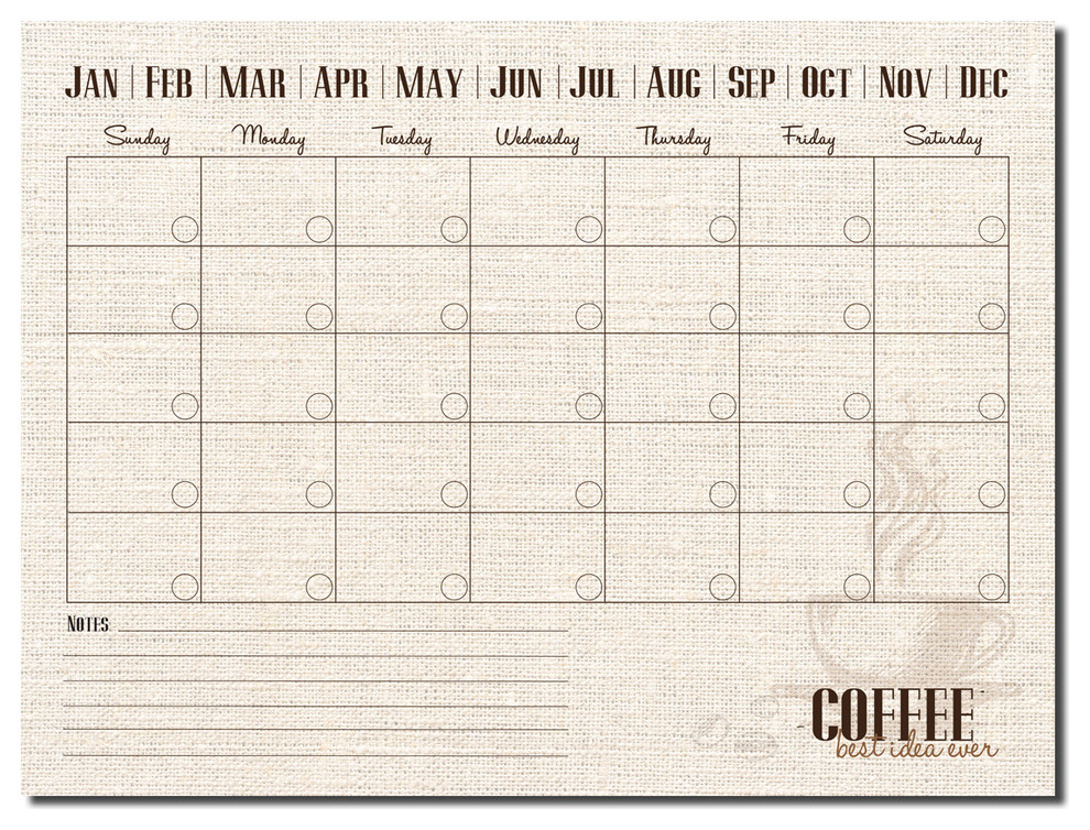 R2H Methods 'Coffee Please' Dry Erase Monthly Calendar on ArtPlexi, 30 ...
