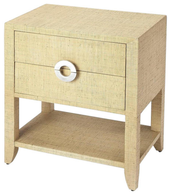 Cream Raffia End Table with Storage - Tropical - Side Tables And End ...