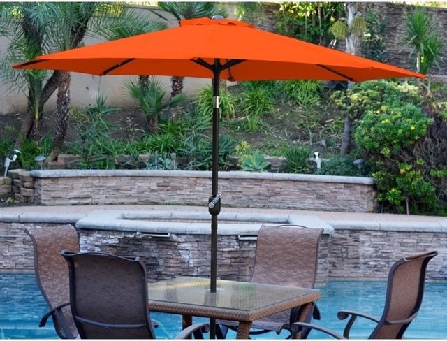 Jeco 9' Aluminum Market Patio Umbrella with Crank in Orange - Contemporary - Outdoor Umbrellas ...