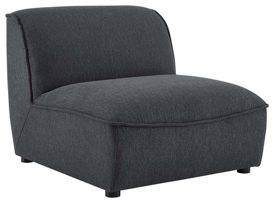 Modway Comprise Modern Polyester Fabric Armless Chair in Charcoal ...