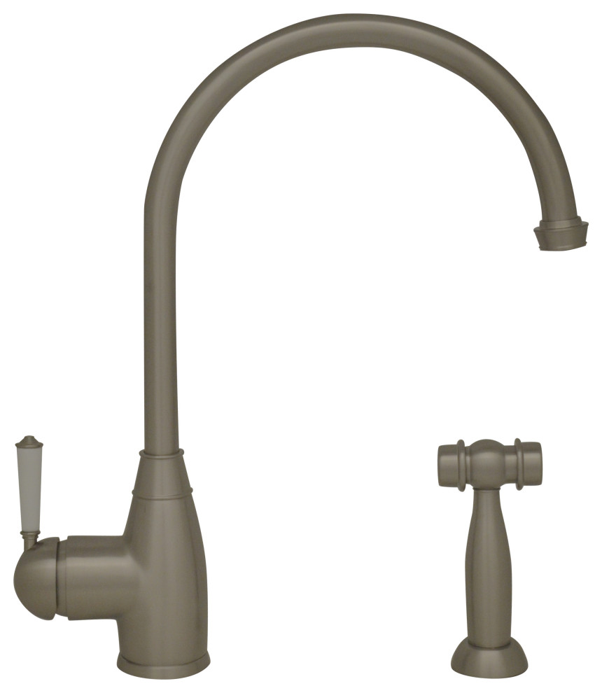 Queenhaus Single Lever Faucet With Long Gooseneck Spout - Transitional ...