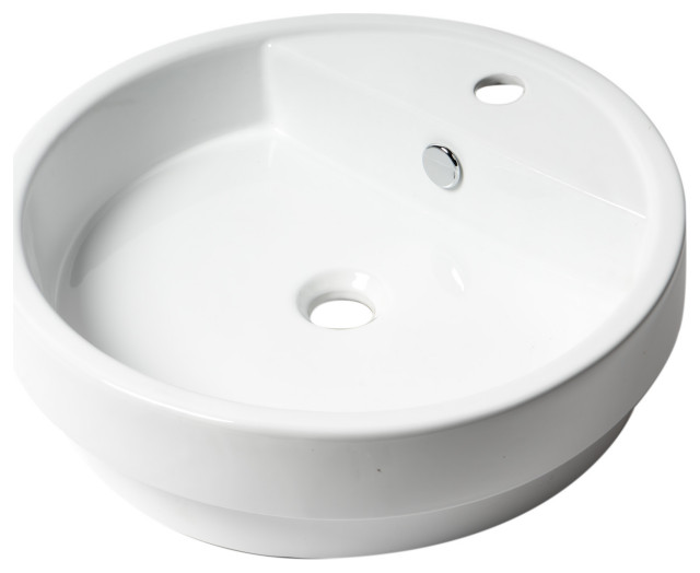 ALFI brand ABC702 White 19" Round Semi Recessed Ceramic Sink with ...