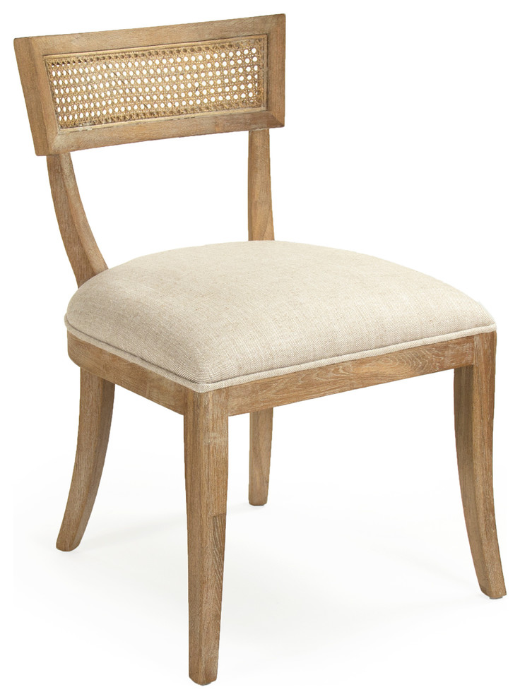 Carvell Cane Back Side Chair, Natural Cream Linen - French Country ...