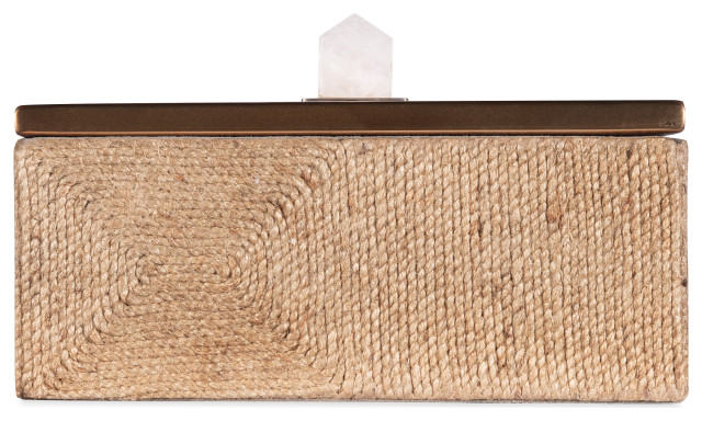 Natural Rope Box With Rose Quartz Pyramid Handle Large - Beach Style ...