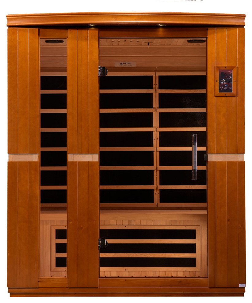Dynamic "Lugano" 3-Person Low Emf Far Infrared Sauna, Honey Dark Stain ...