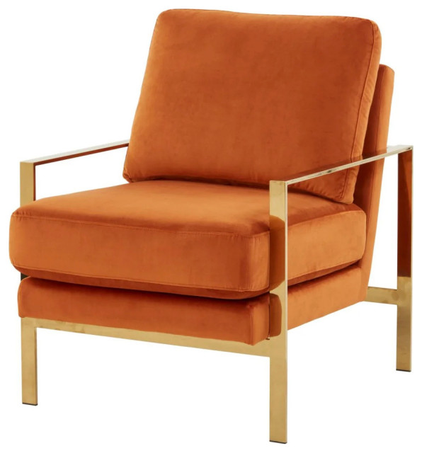 Raven Modern Orange Fabric Accent Chair - Contemporary - Armchairs And ...