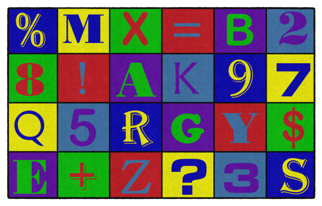 Flagship Carpets CE482-22W 4x6 Alphabet Number Jumble Rug, 4X6 ...