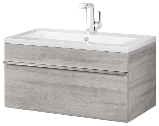 Trough Collection 30" Wall Mount Modern Bathroom Vanity, 30 ...