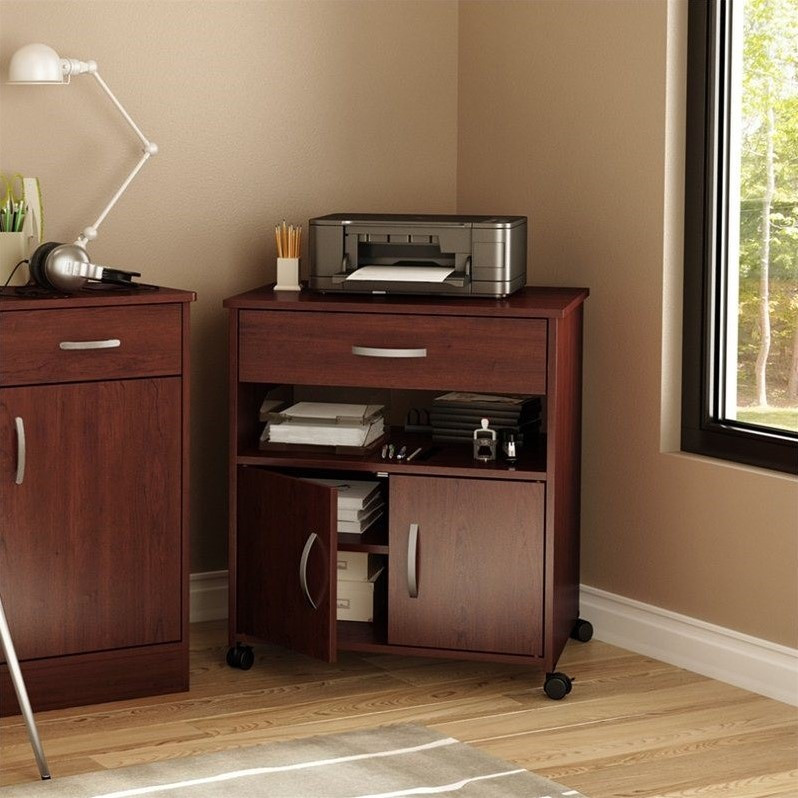 South Shore Axess Printer Cart in Royal Cherry - Transitional - Office ...