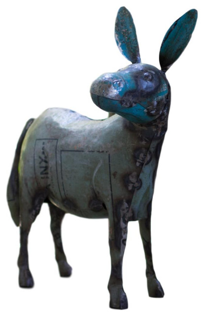 Large Farmhouse Country Donkey Multicolor Rustic Recycled Metal Animal ...