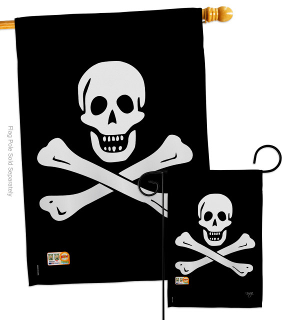 Black Sam Coastal Pirate Flags Set, 28" X 40" X 0.1" - Modern - Flags ...
