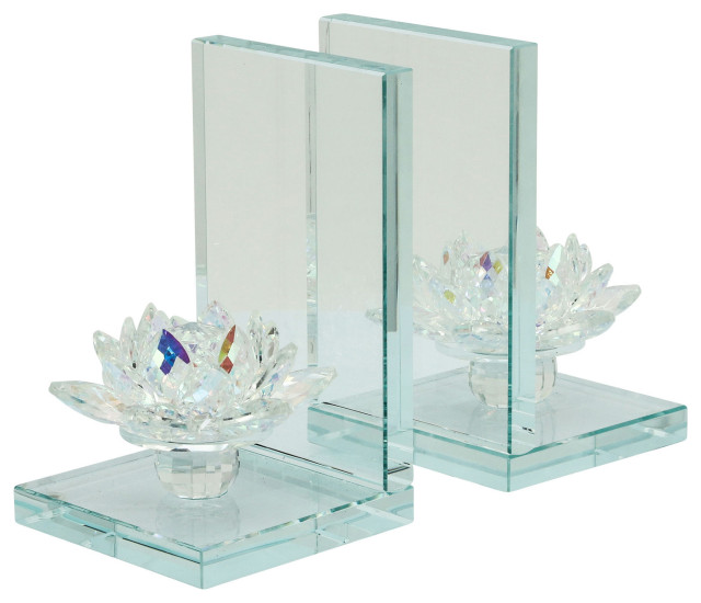 Set of 2 Crystal Lotus Bookends, Rainbow - Asian - Bookends - by PARMA ...