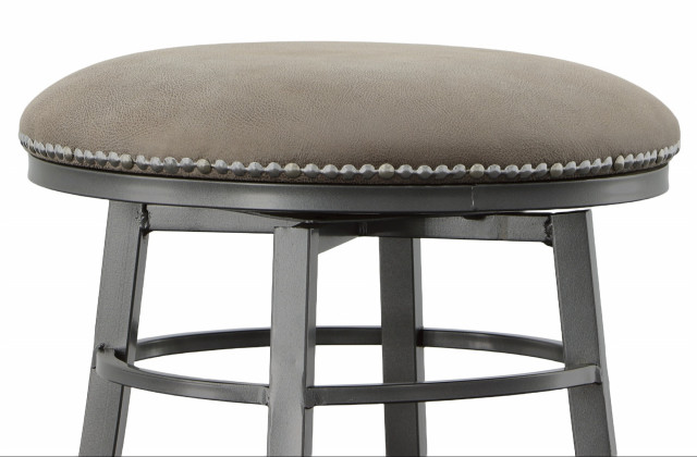 Bali Backless Swivel Bar Chair Grey, Bar Stool - Industrial - Bar ...