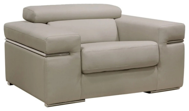 Lon Modern Light Gray Vegan Leather Accent Chair - Contemporary ...