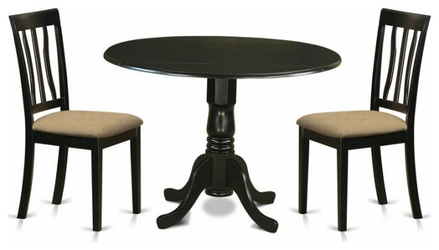 3-Piece Dinette Table Set, Dining Table and 2 Chairs, Black ...