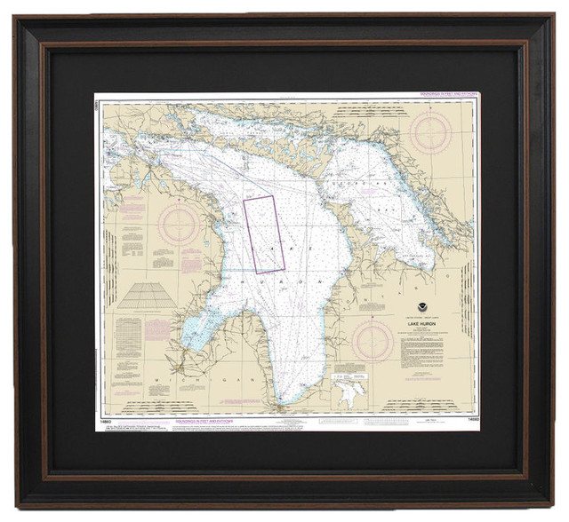 Poster Size Framed Nautical Chart, Lake Huron - Traditional - Prints ...