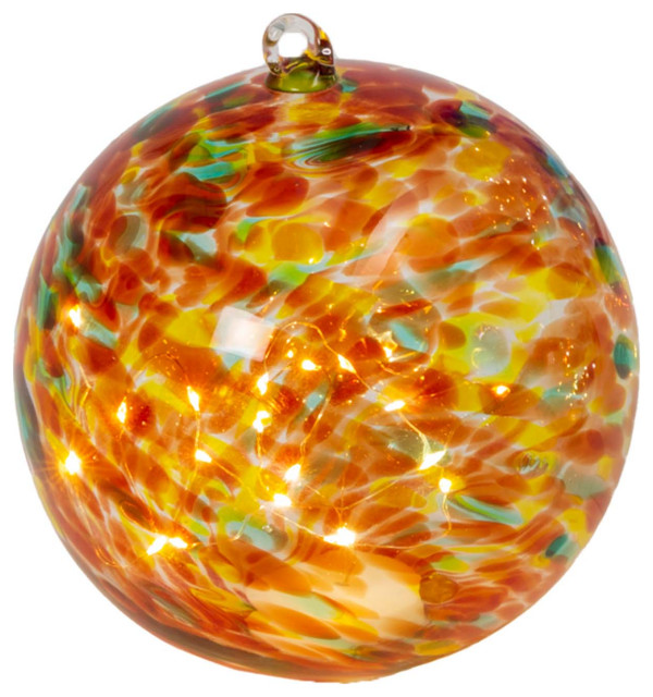 5.75" Battery Operated Amber Handblown Glass Sphere - Contemporary ...